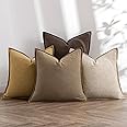 Amazon.com: MIULEE Neutral Gold/Brown Linen Pillow Covers Pack of 4 Decorative Nautral Solid ...