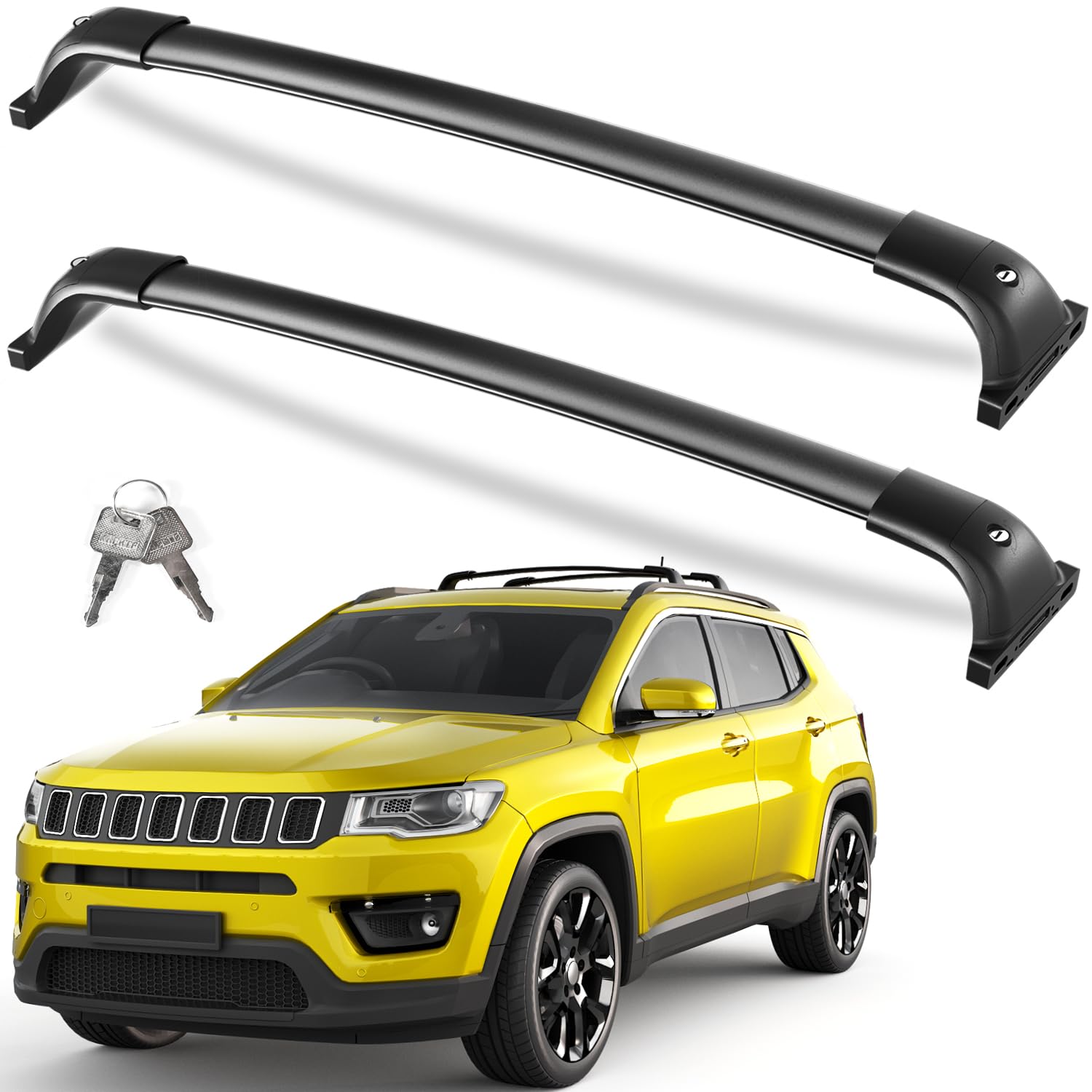 KINGGERI 260lbs Lockable Roof Racks Cross Bars Compatible with Jeep ...