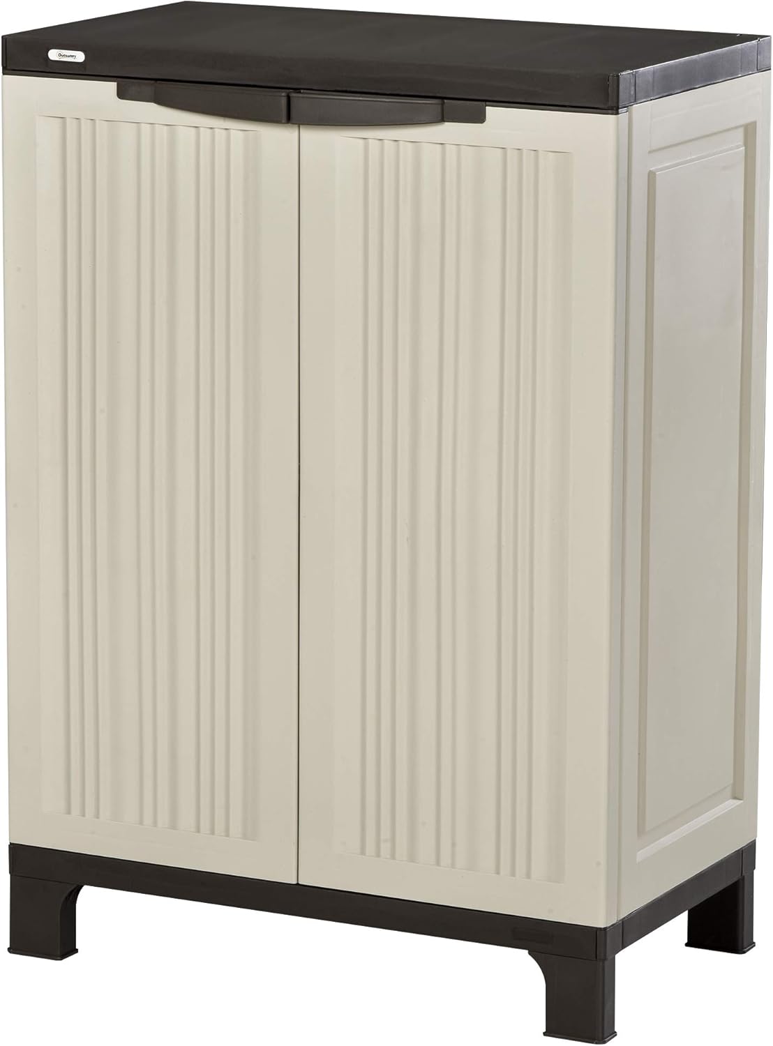 Outsunny Plastic Utility Cabinet Garden Tool Shed Patio Double Door ...