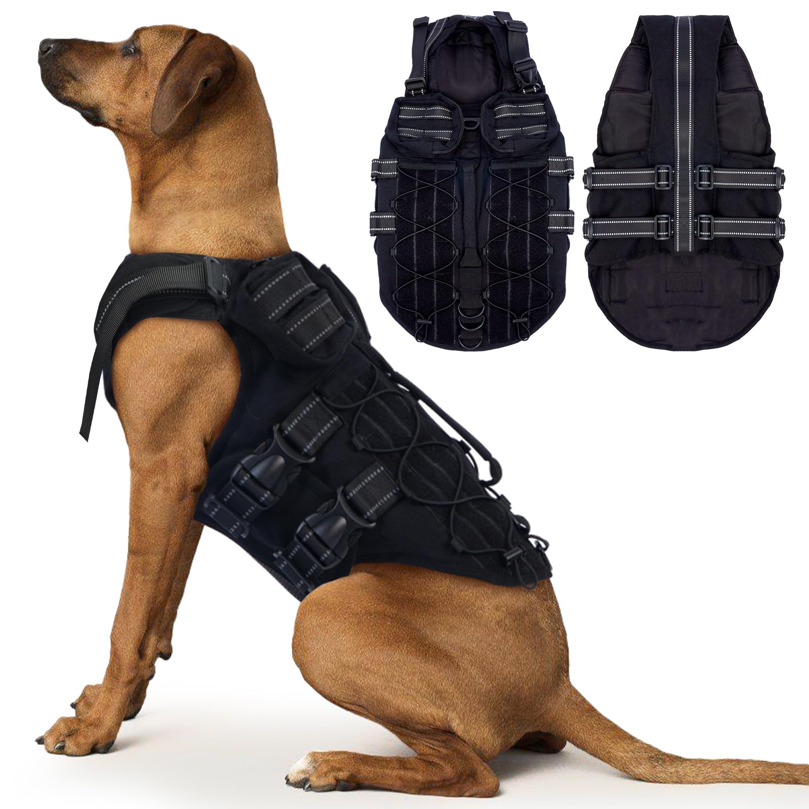 Tactical Dog Vest Harness, Large Dog Harness Heavy Duty, Adjustable ...