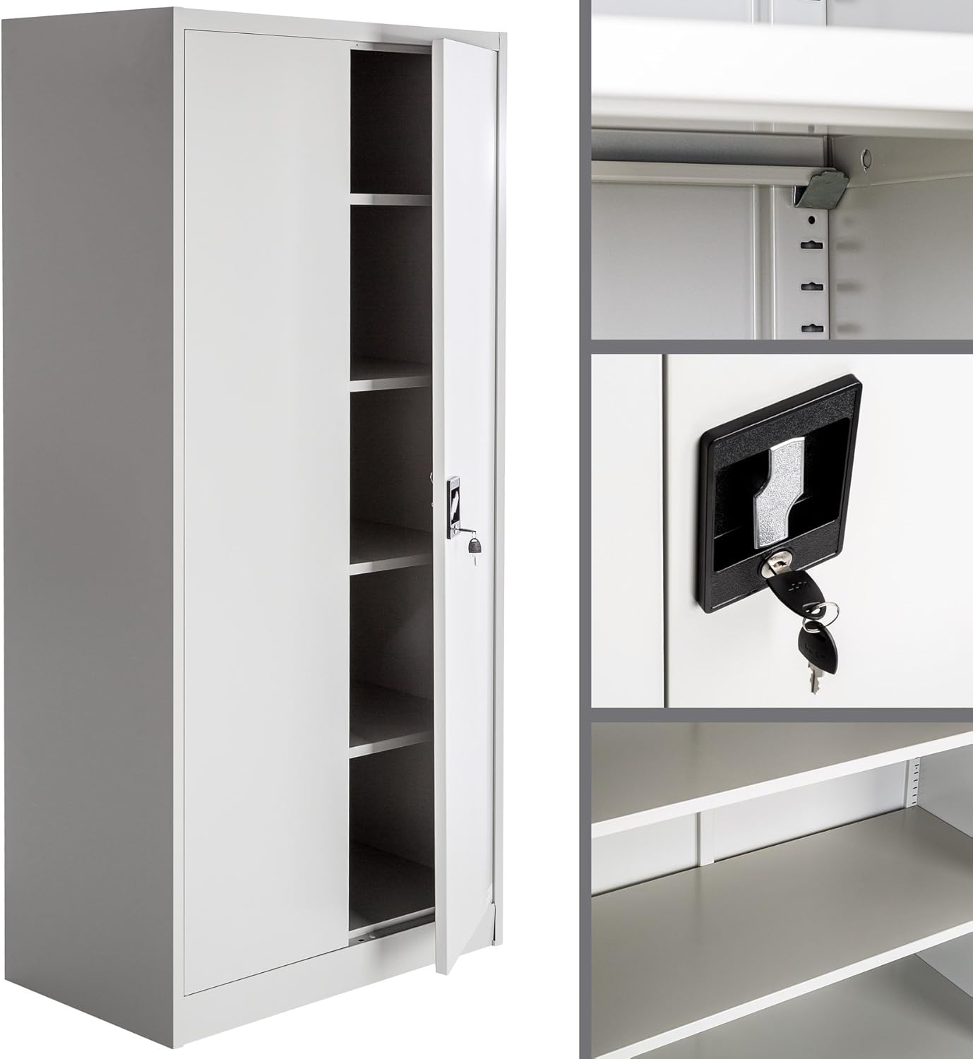 Tectake Armoire De Bureau Metallique Verrouillable Avec Etageres