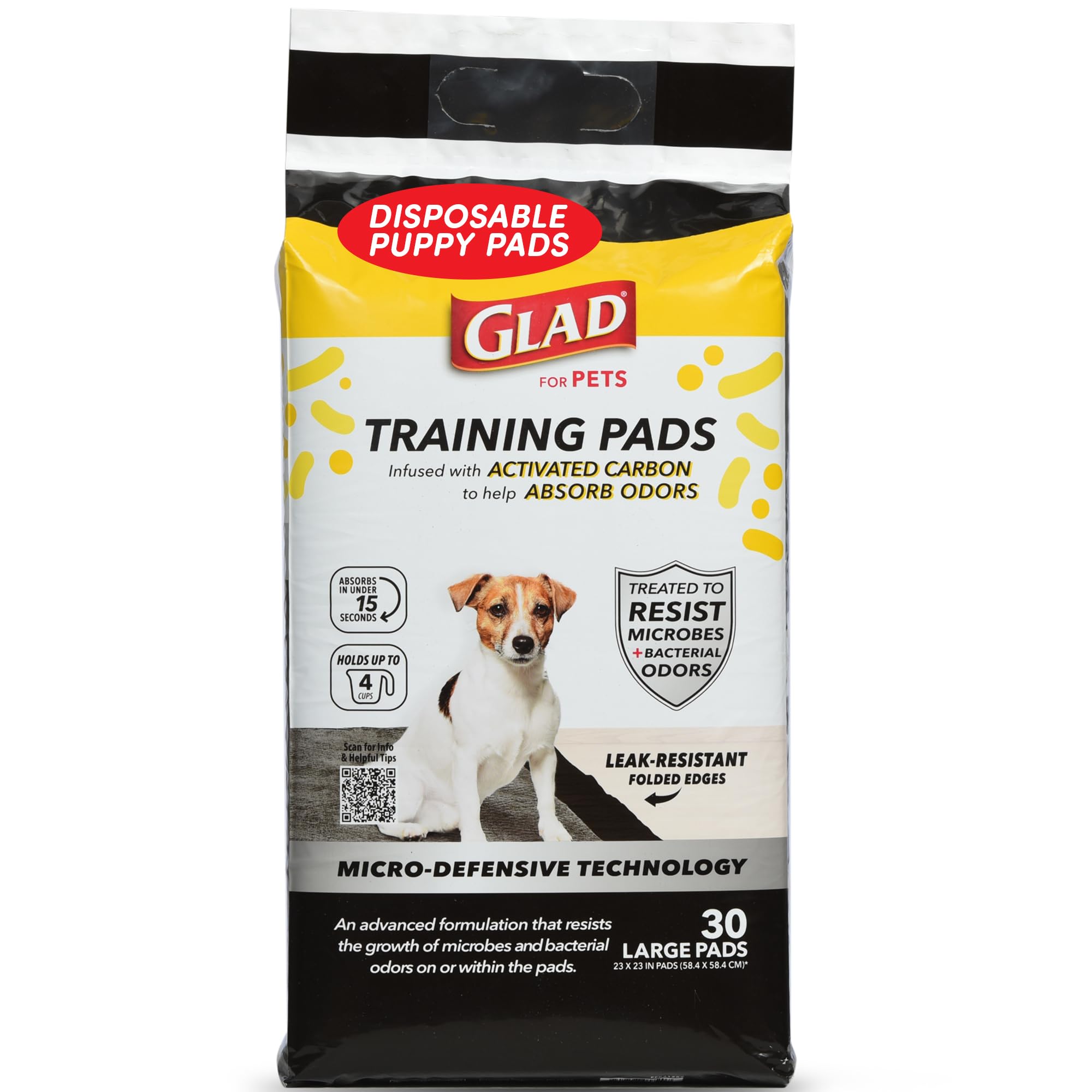 Glad for Pets Activated Carbon Anti-Microbial Dog Training Pads with ...