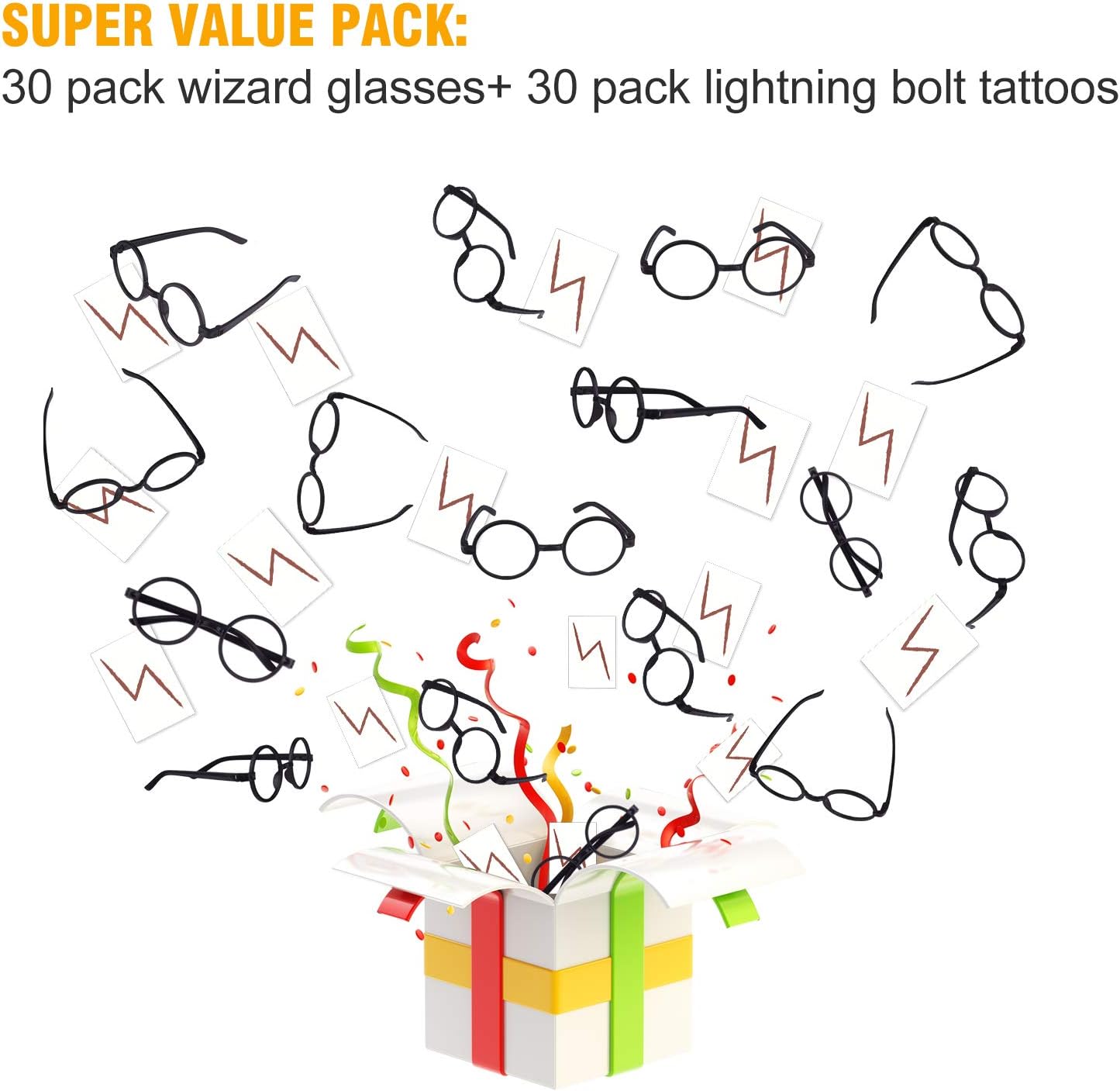 TUPARKA 30 Pieces Wizard Round Glasses Frame No Lenses Eyeglasses with ...