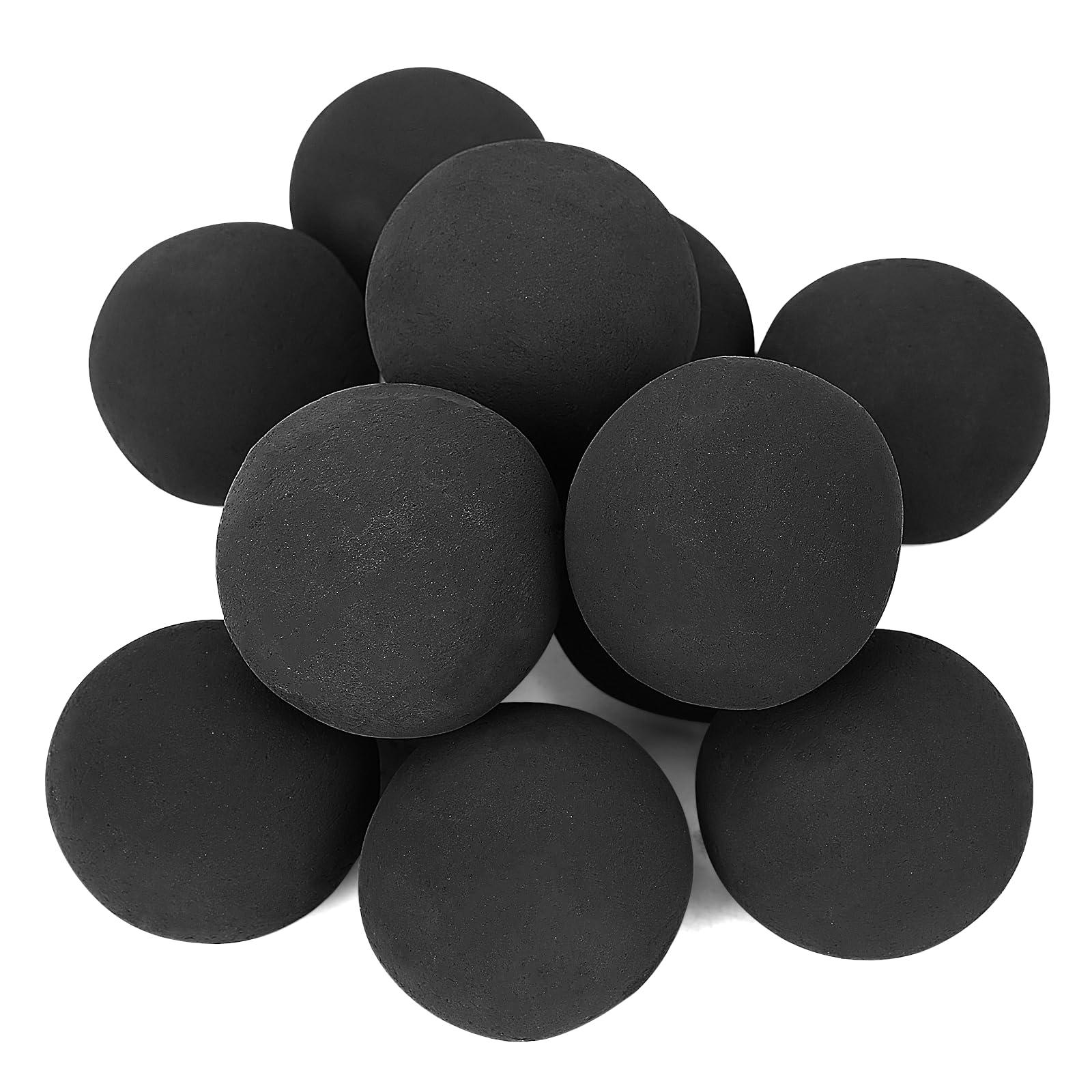 Ceramic Fire Balls for Fire Pit & Outdoor Fireplace, 4inch Black Round ...