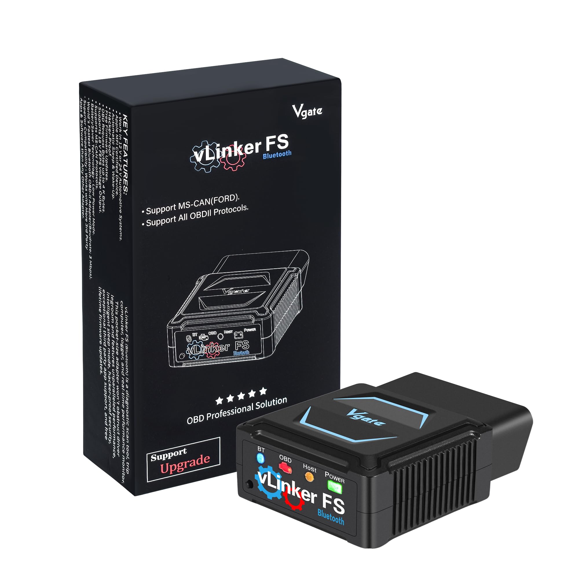 Vgate vLinker FS Bluetooth FORS-can 0BD2 Adapter for-d Fixd Car ...