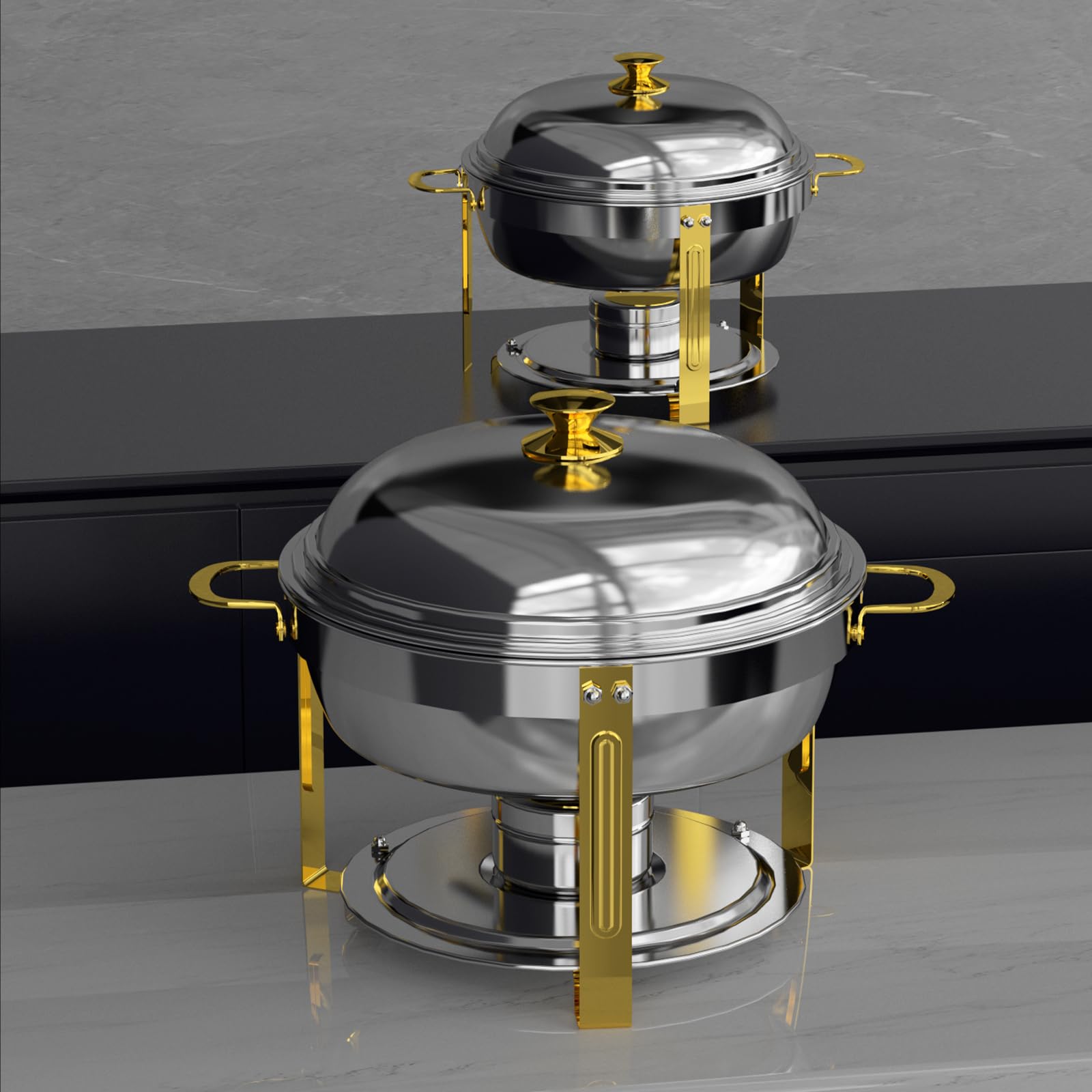 Amhier 5 Qt Chafing Dish Buffet Set with Stainless Steel Lid, Round ...