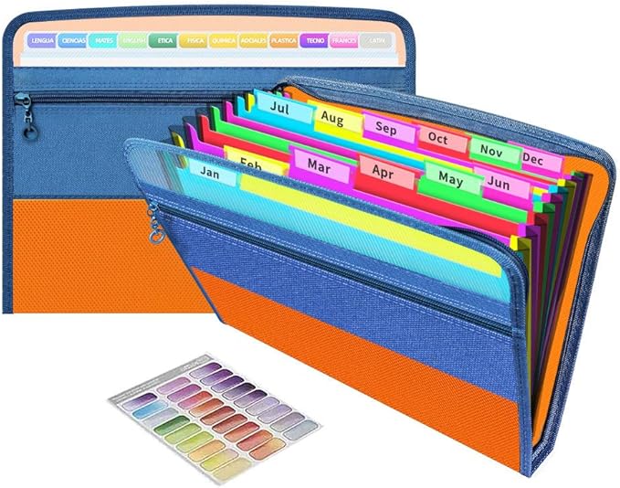 Fun Storage File Organisers with Sticky Labels,13 Pockets Expanding ...