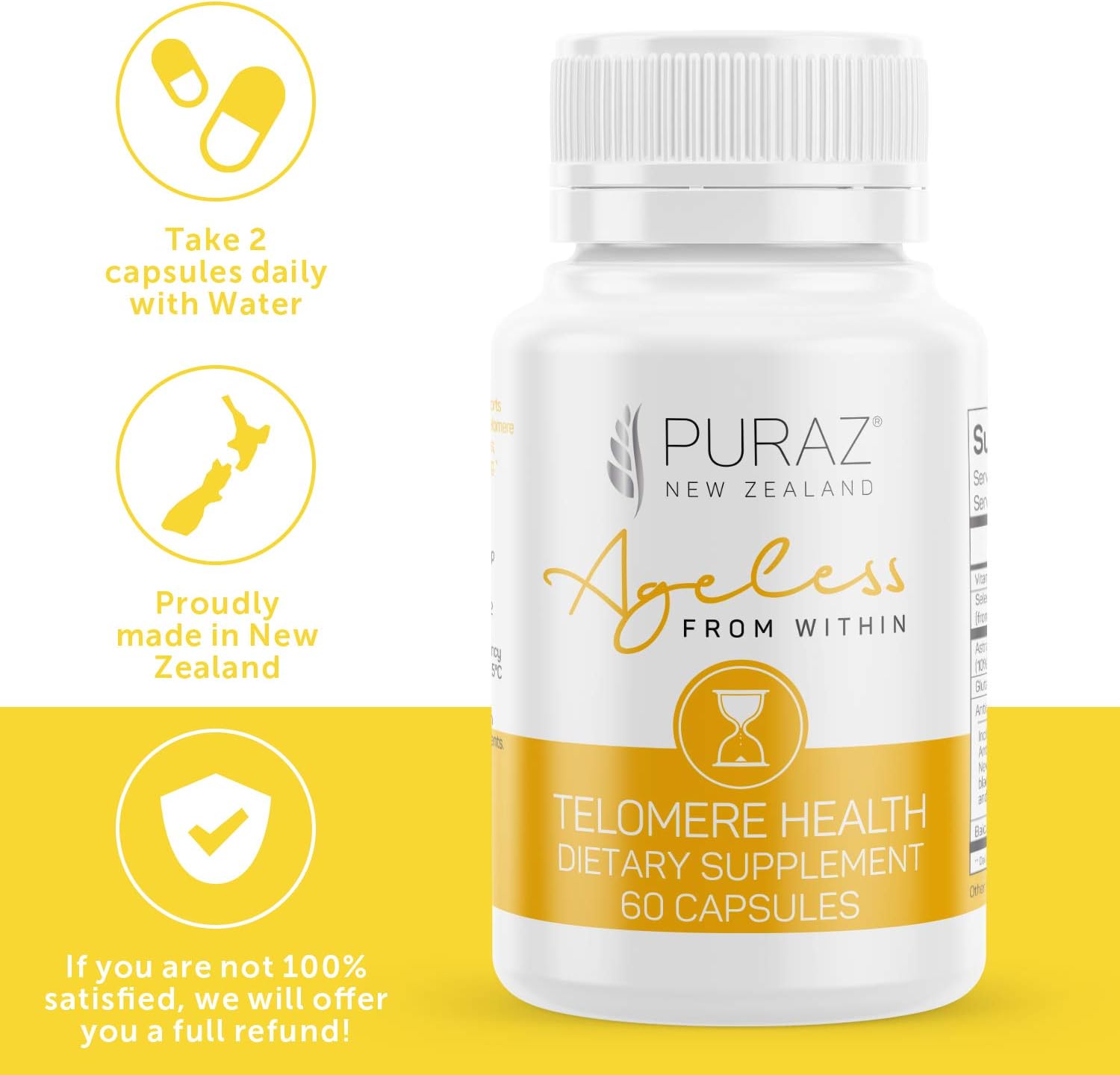 Puraz Telomere Supplements w/Potent Astragalus Root Extract and ...