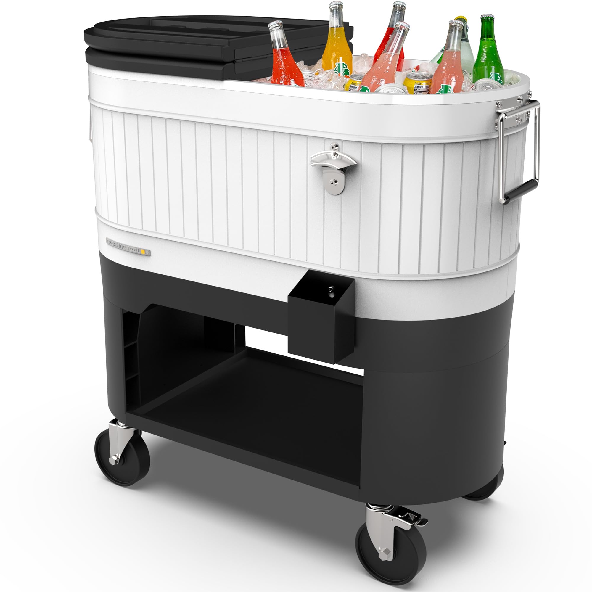 Permasteel 120-Qt Rolling Ice Chest, Portable Patio Party Bar Drink ...