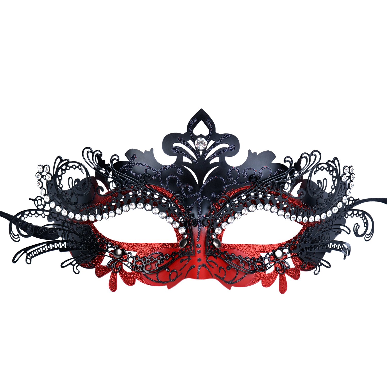 Amazon.com: Men Devil Skull Laser Cut Venetian Masquerade Mask with Red ...