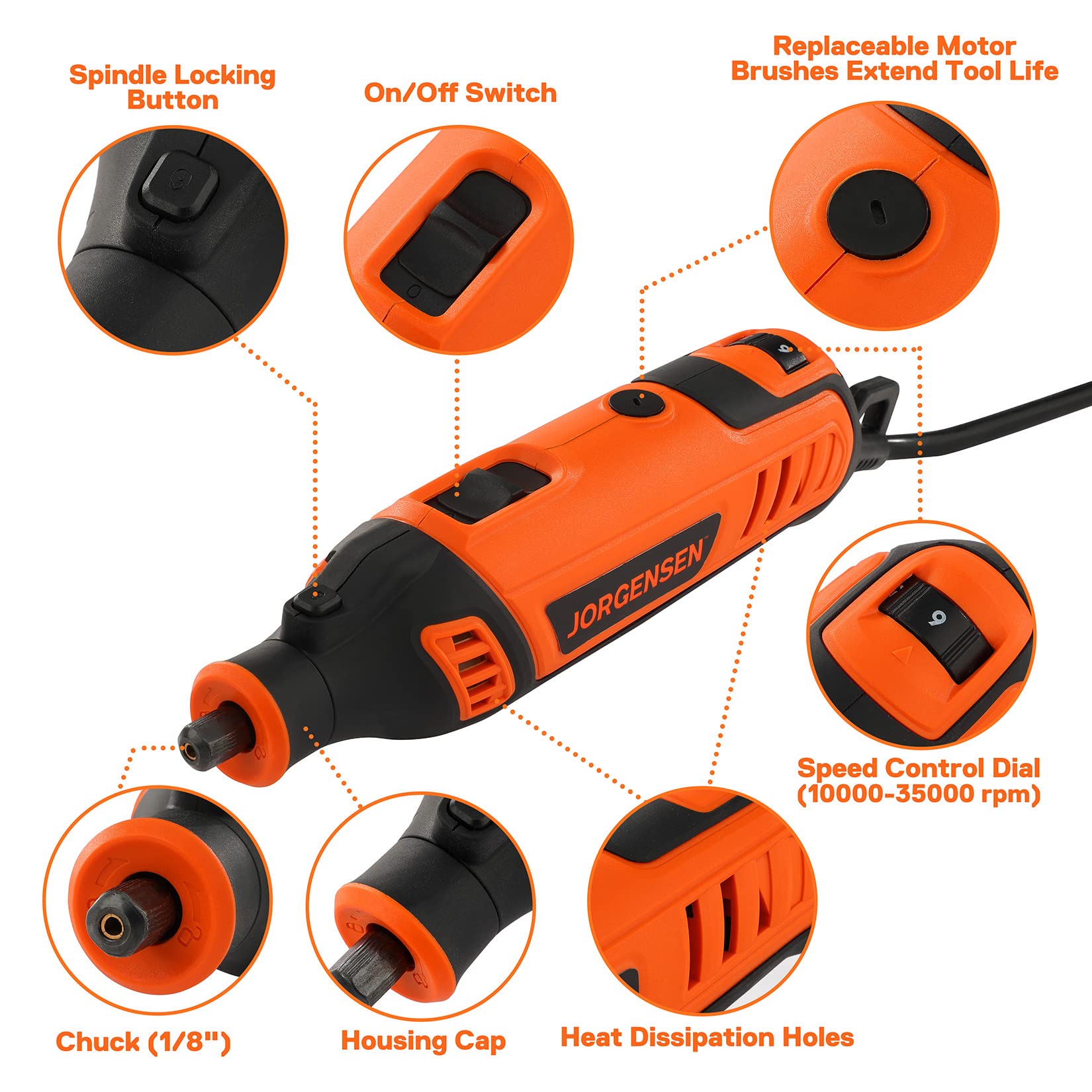Mua JORGENSEN Rotary Tool Kit, 6 Variable Speed Rotary Tool With 51pcs ...