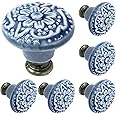 Biaungdo 6 Pcs Light Blue Ceramic Kitchen Cabinet Knobs, Retro Ceramic Dresser Knobs, Vintage ...