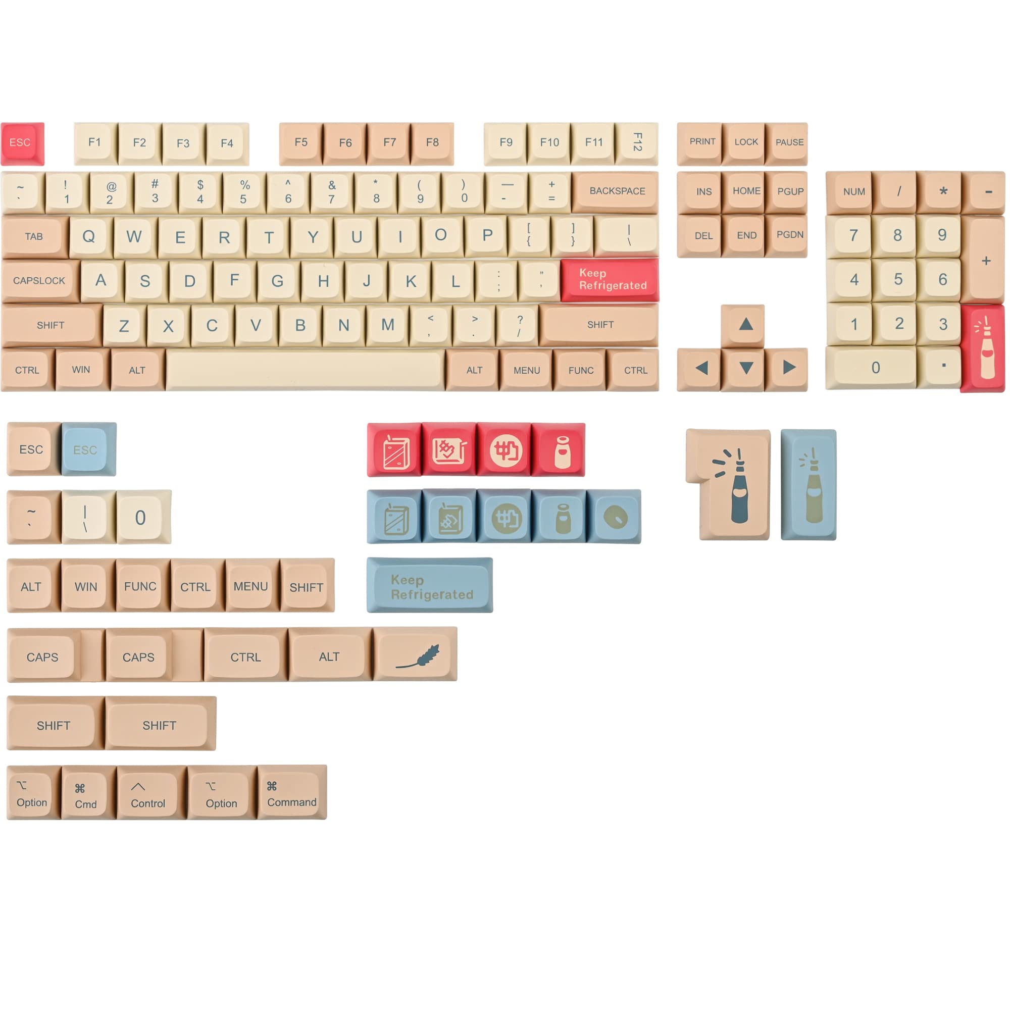 Mua Fogruaden PBT Keycaps 139 Keys Soymilk Keycap Set Dye-Sublimation ...