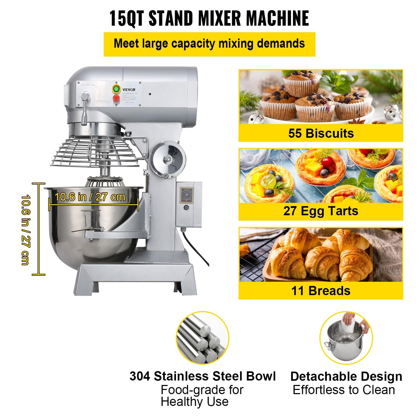 Mua Happybuy 15Qt Commercial Food Mixer with Timing Function ...