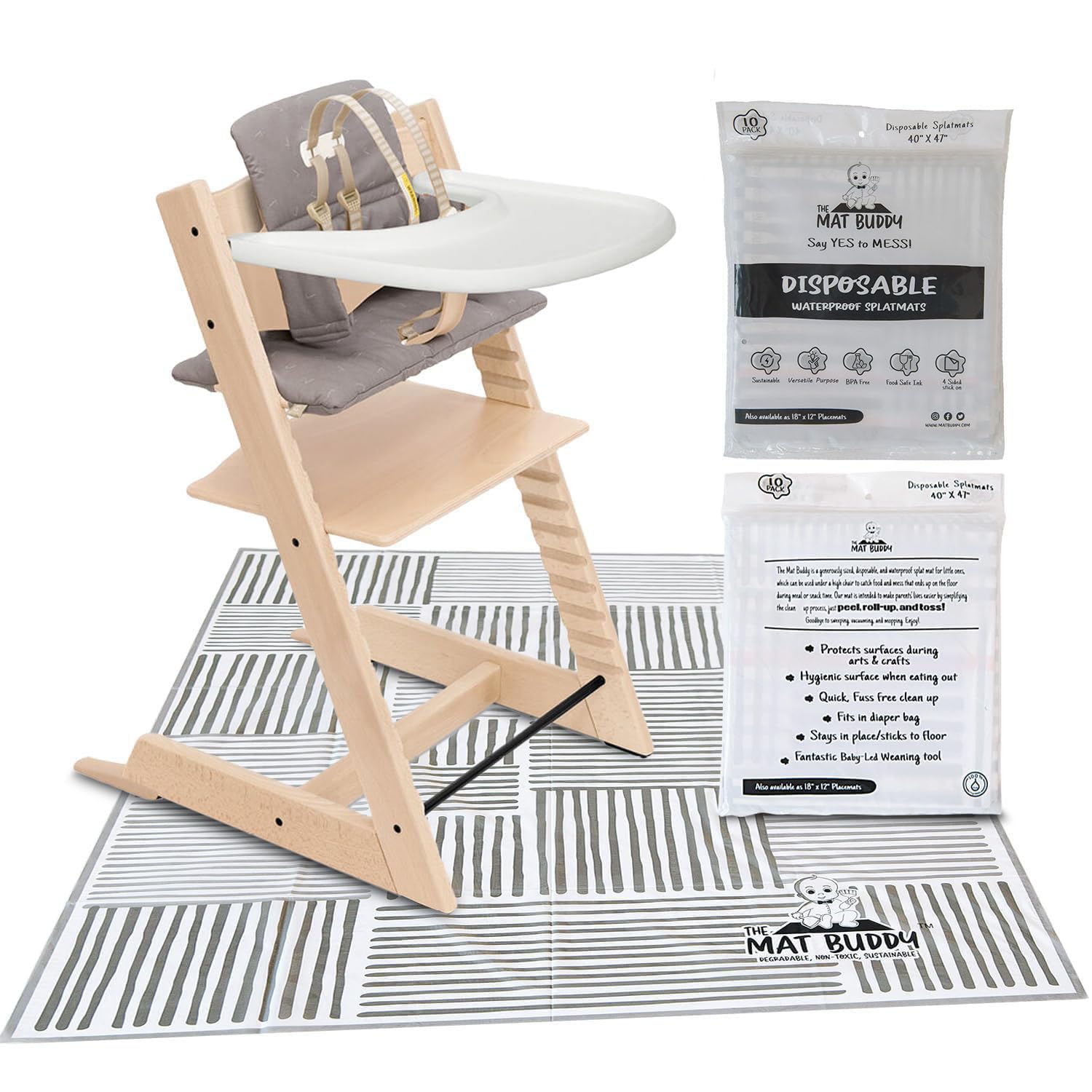 The Mat Buddy - Disposable Splat Mats for Under High Chair with 4-Sided ...