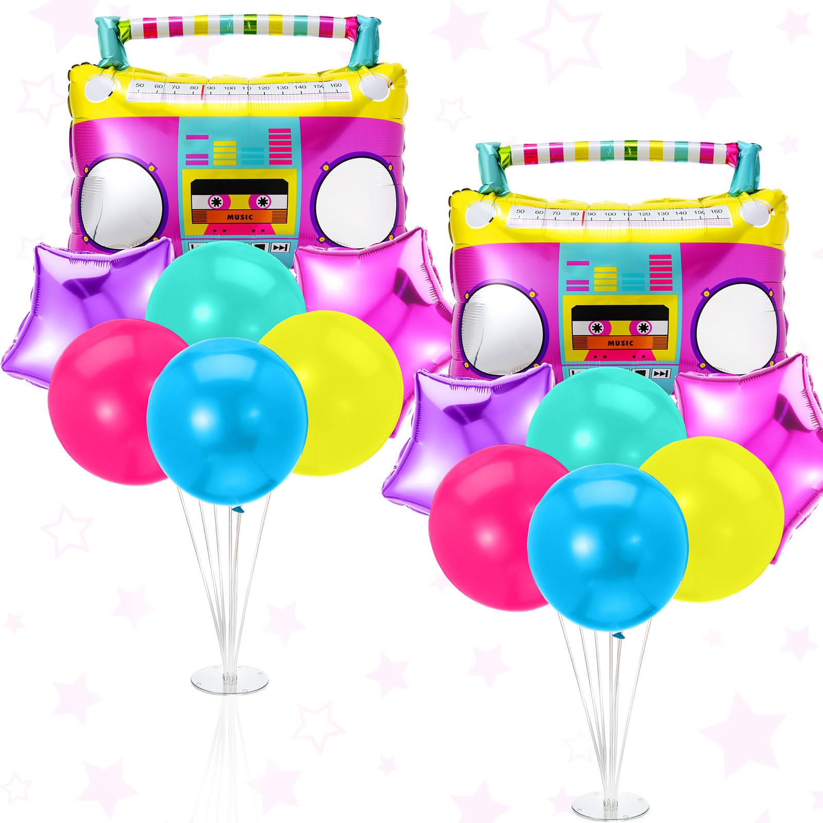 Realspring 2 Sets Boombox Balloon 80s 90s Party Decorations Table ...