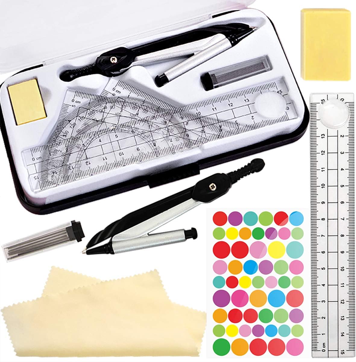 Geometry Compass Set School Maths Protractor Set Rulers for Student ...