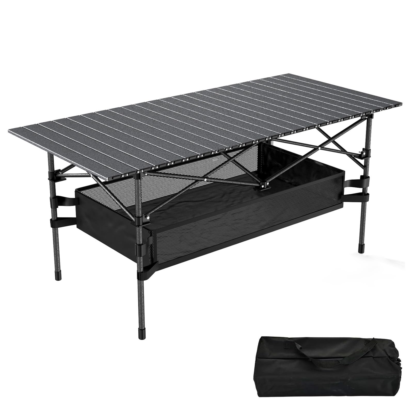 Bejetca Folding Camping Table Portable Folding Table with Large Storage ...