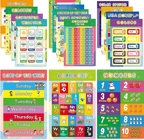 Enyee 16 Educational Posters for Toddlers Classroom Decor Pre K ...