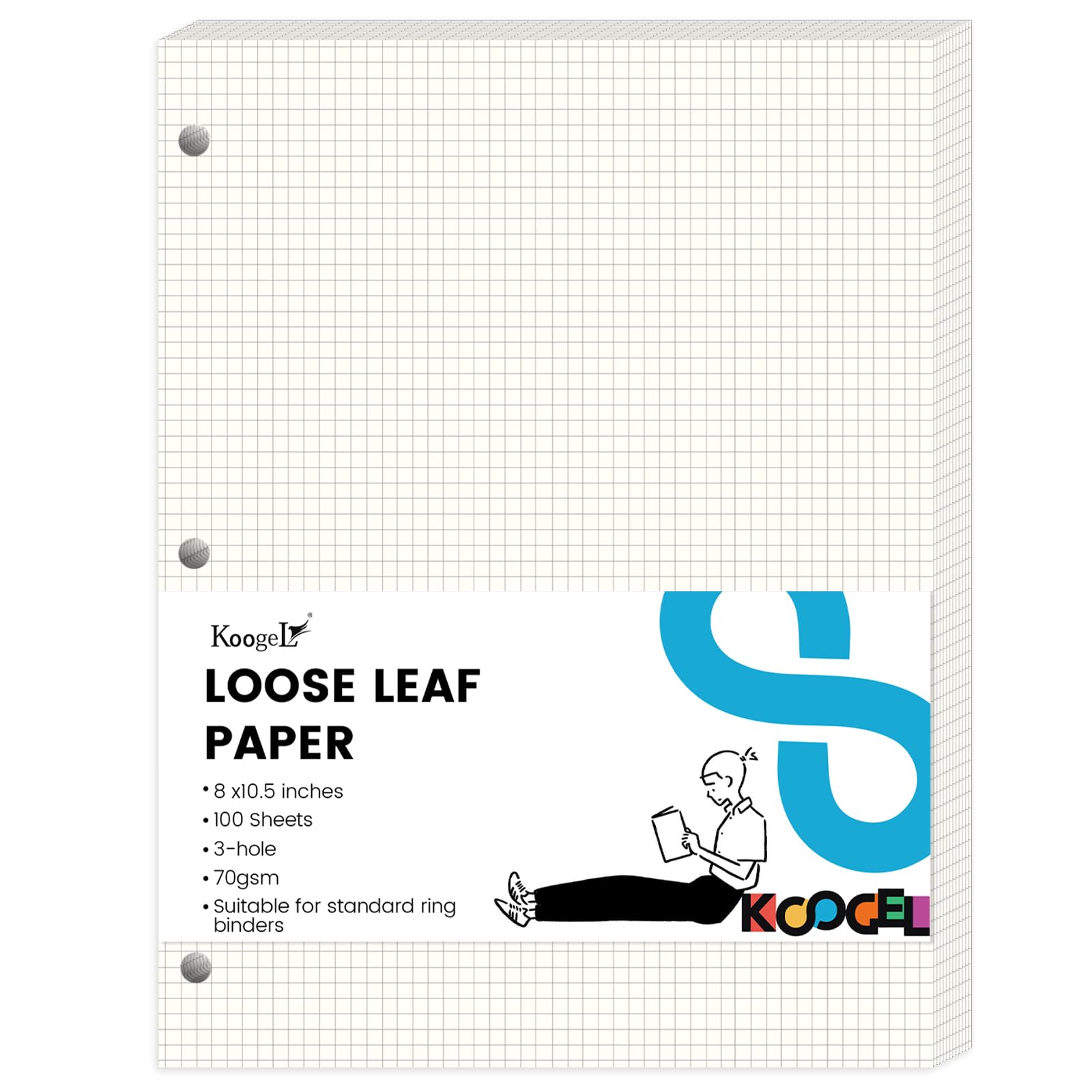 Koogel 100 Sheets Graph Paper, Filler Paper Loose Leaf Paper 4 x 4 ...