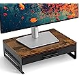 Amazon.com: ARCOBIS Wooden Monitor Stand with Fabric Drawer, Metal ...