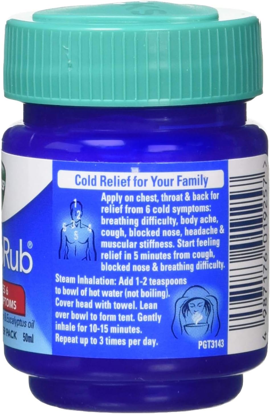 VICKS VAPORUB [RELIEVES 6 COLD SYMPTOMS] 50ML – BigaMart