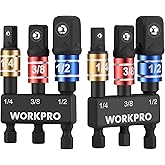 WORKPRO Impact Grade Socket Adapter Set (Basic/Swivel/Long), 1/4", 3/8", & 1/2" Drive, Extension ...