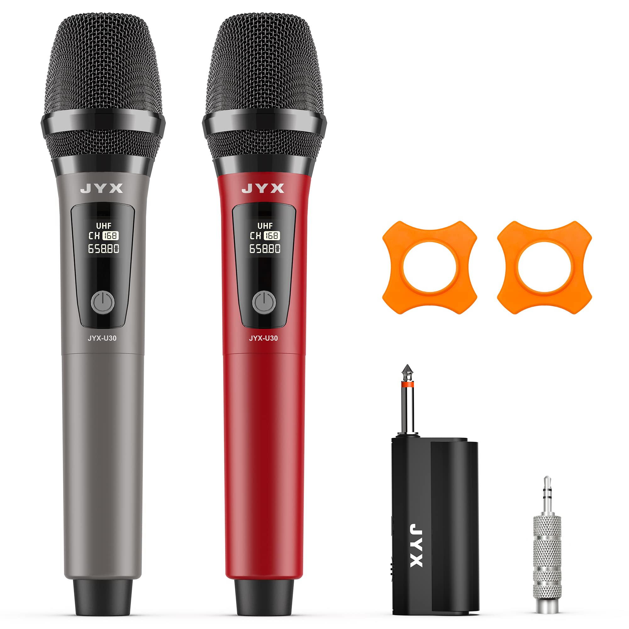 JYX Wireless Microphone, Dual 2 UHF Cordless Mic System with ...