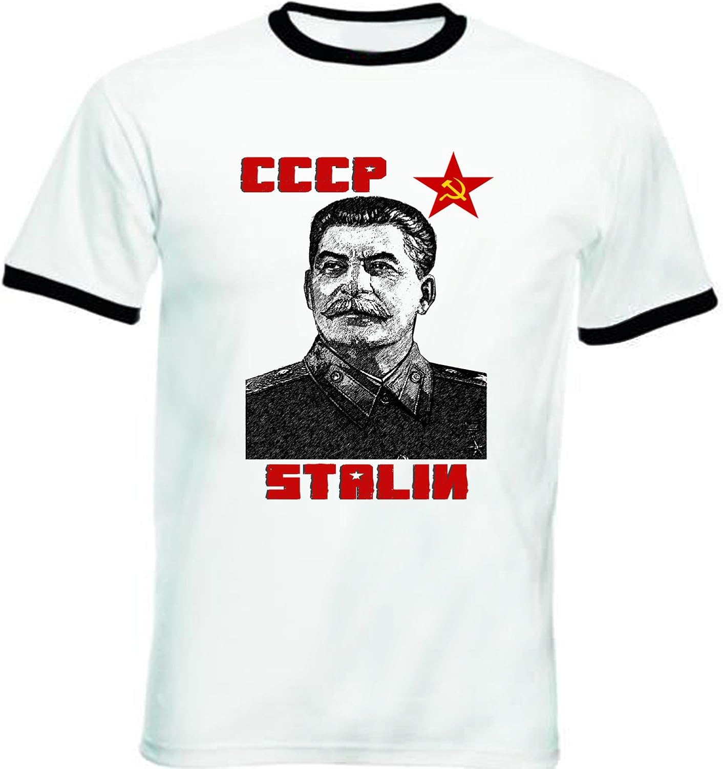 teesquare1st Men's Stalin Soviet Union - Black Ringer Tshirt: Amazon.co ...
