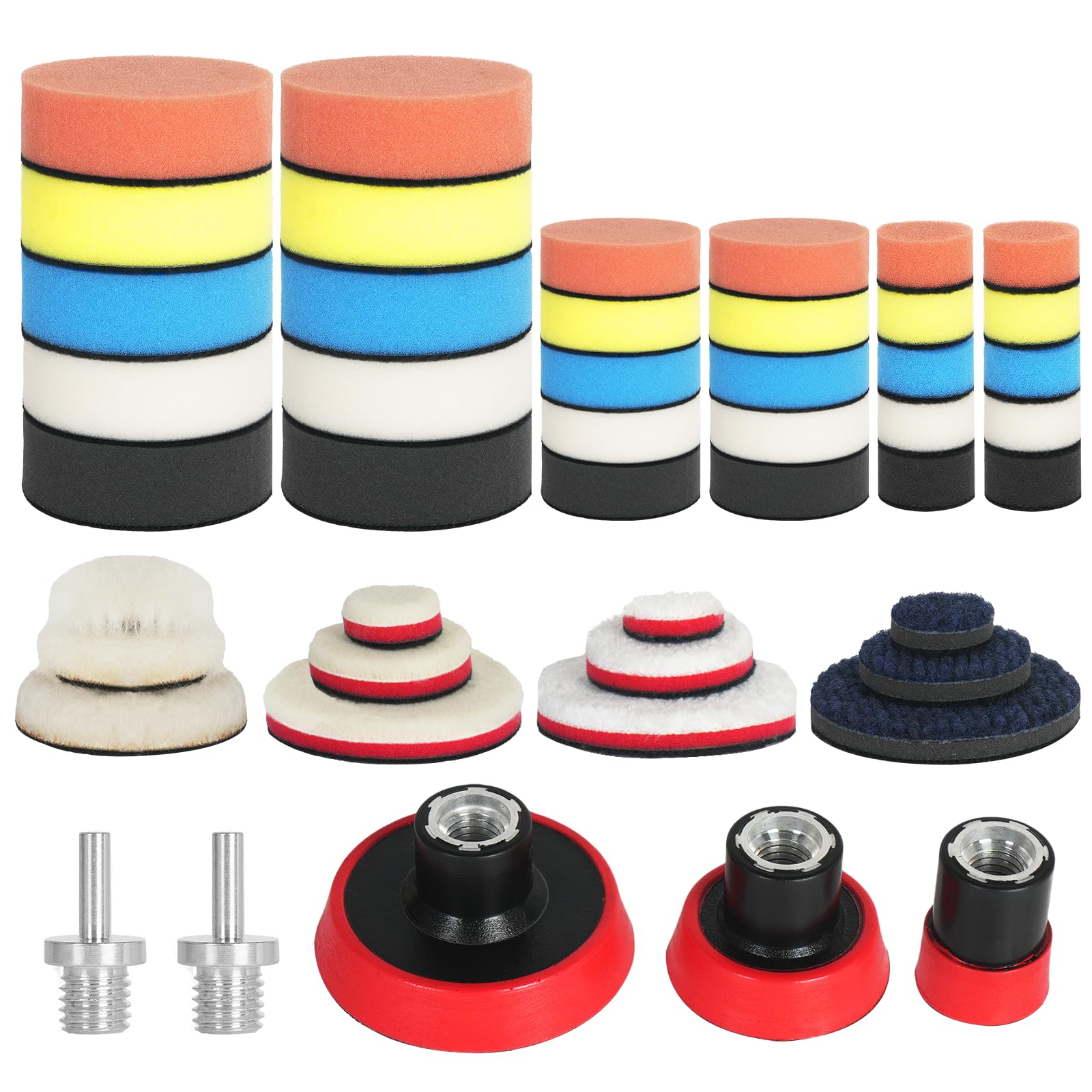 Autolock Car Buffing Pads for Drill Kit, 47Pcs 1inch 2inch 3inch ...