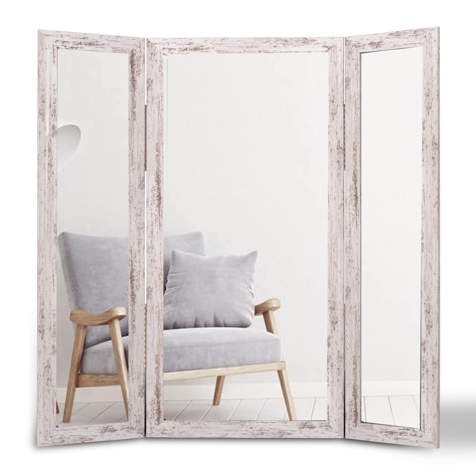 Mua Full Length Mirror, Trifold Body Mirrors, 32.5-65”x71, White, Extra ...