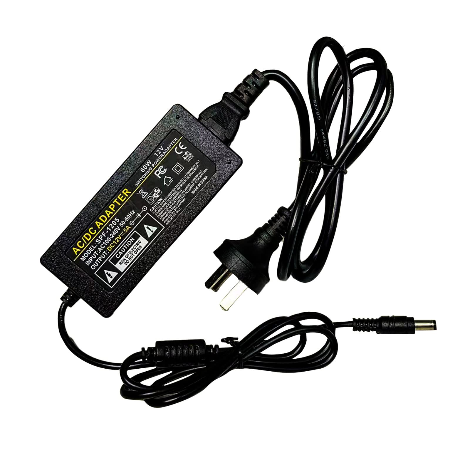 Neon Sign DC Power Supply Adapter 12V 5A 60W, UL Listed LED Power ...