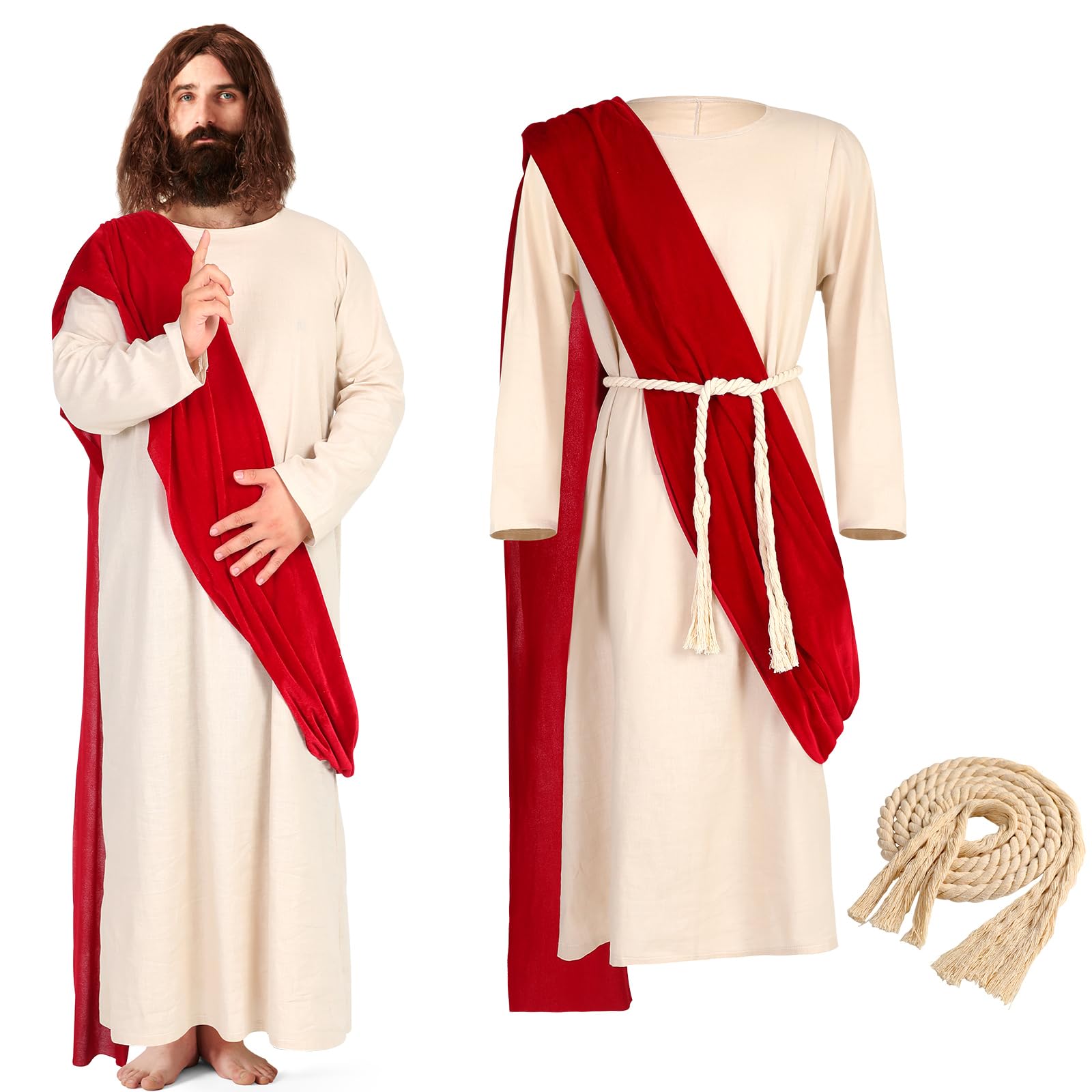 Haull Easter Biblical Costume Adult Men Robe Costume Includes Scarf ...