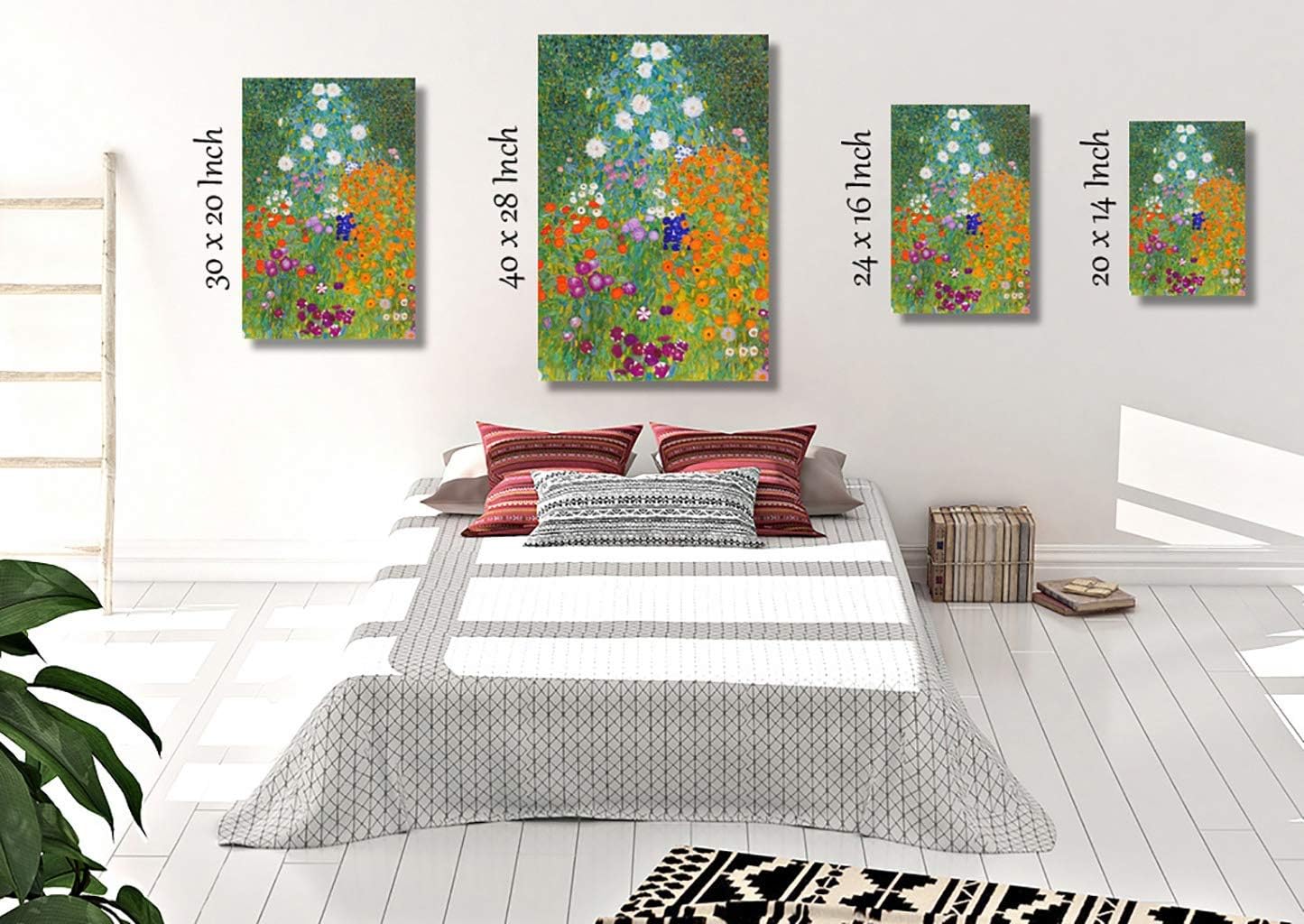 Big Box Art Canvas Print Wall Art Gustav Klimt Flower Garden | Mounted ...
