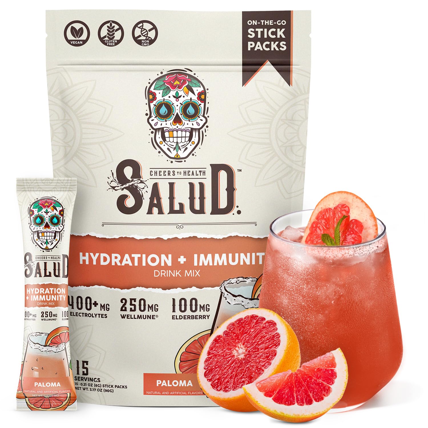 Salud 2-in-1 Hydration Packets + Immunity Electrolytes Powder, Paloma ...