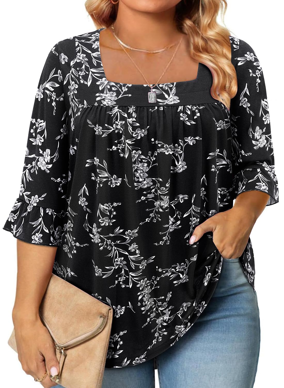 Siddhe Plus Size Womens 3/4 Sleeve Tops and Blouses, Plus Size Tops ...