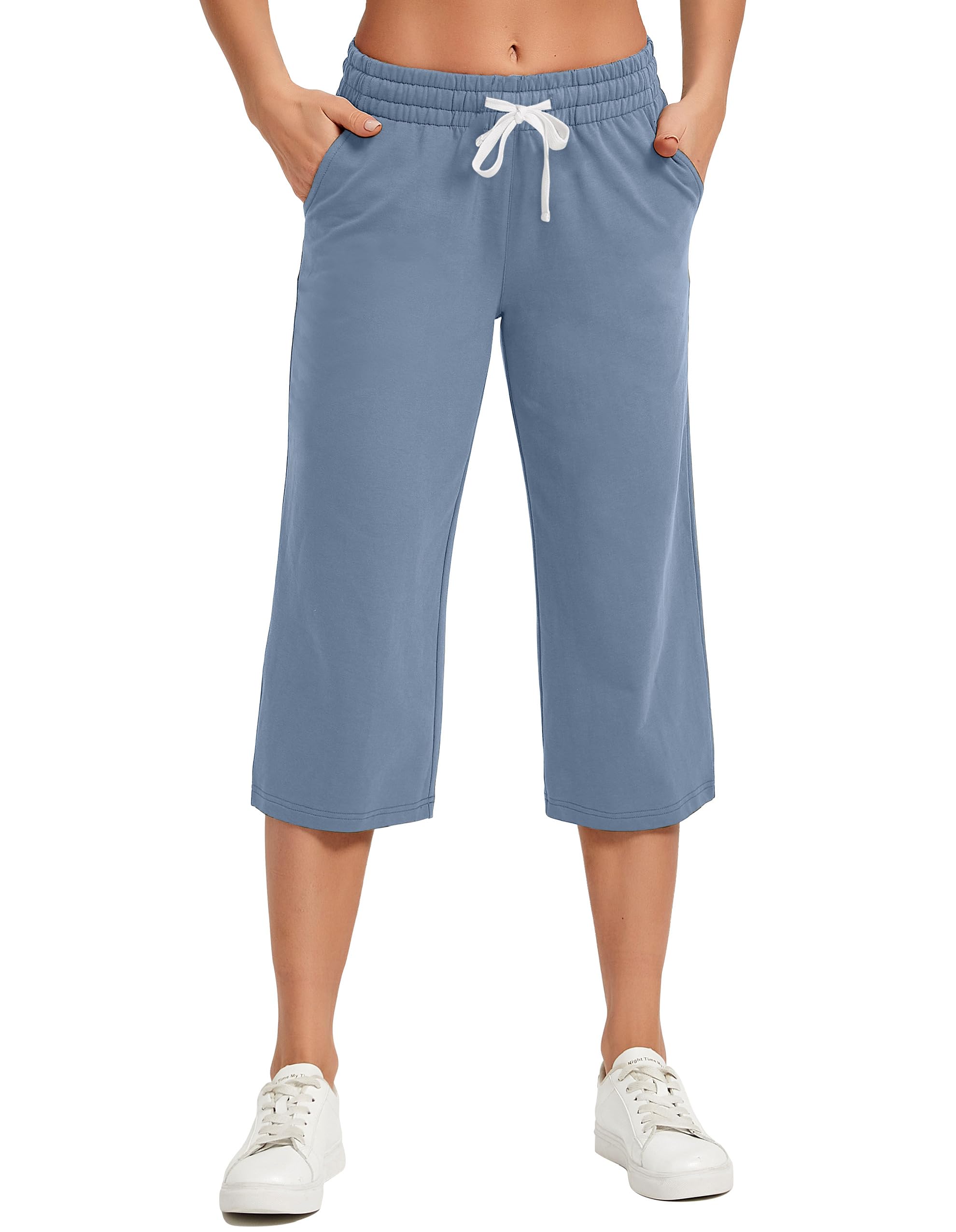 SPECIALMAGIC Women Capri Pants Cotton Yoga Wide Leg Pajama Pants Capris ...