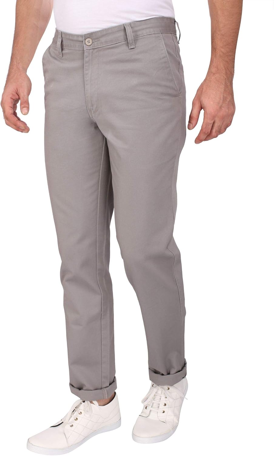 Buy Ruan Mens Casual Trousers Slim Fit Medium Grey Trouser, Cotton ...