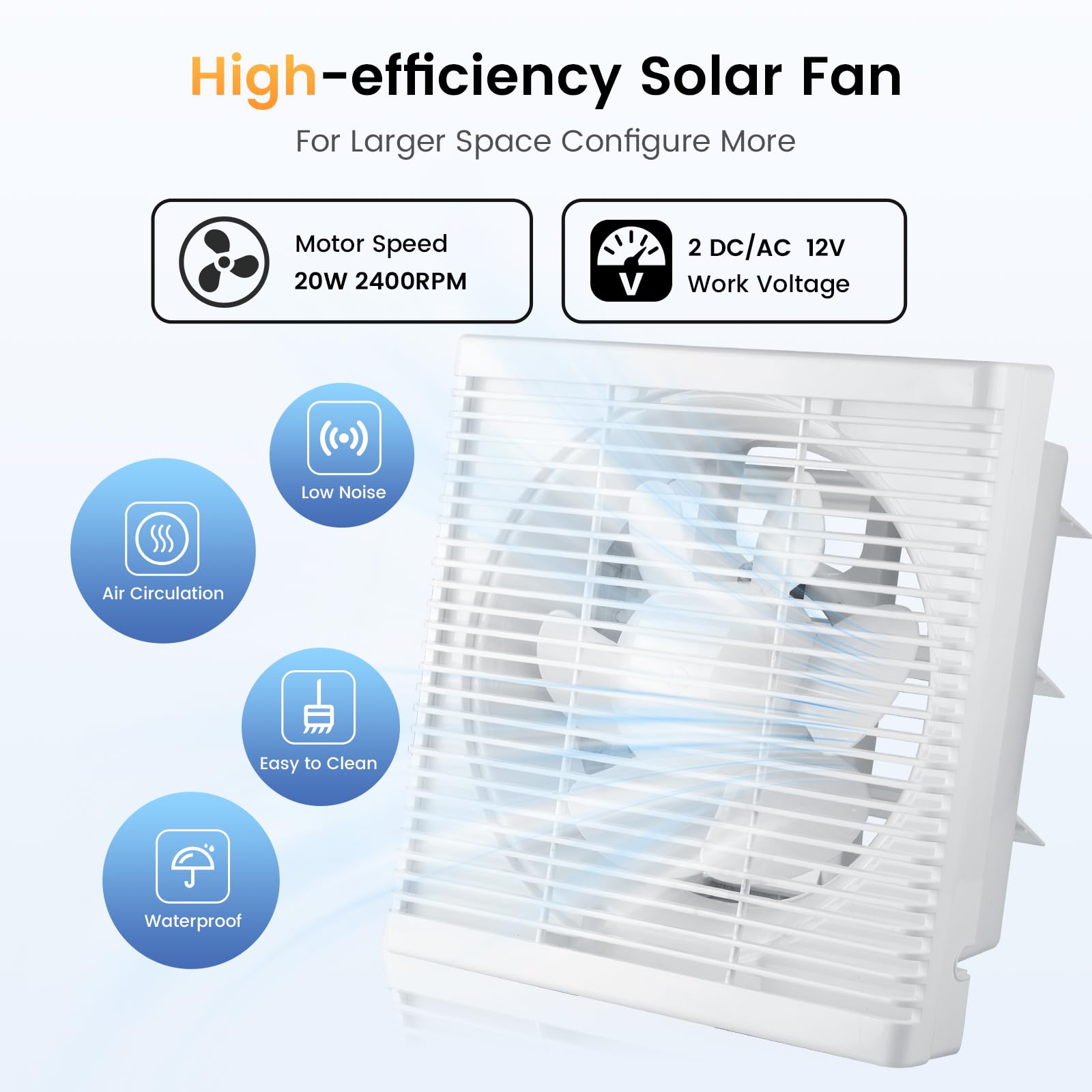Mua Chtoocy Solar Powered Fan, Large 8“ Solar Exhaust Intake Fan Kit ...