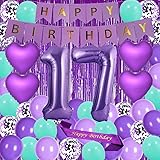 Amazon.com: Number 17 Purple Balloons 40 Inch Giant Purple 17 Number ...