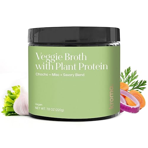 Kroma Vegan Vegetable Broth Powder with Plant Protein 7.8 Oz, 1 Jar, 10 ...