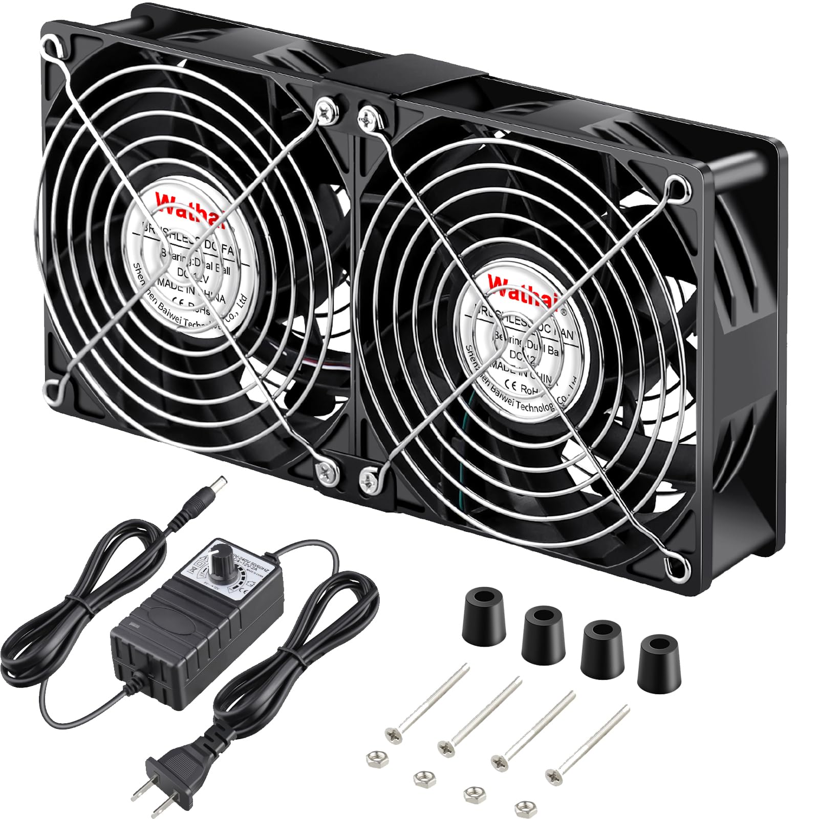 Wathai 120mm 240mm x 38mm Computer Fan with AC Plug, Powerful Big ...