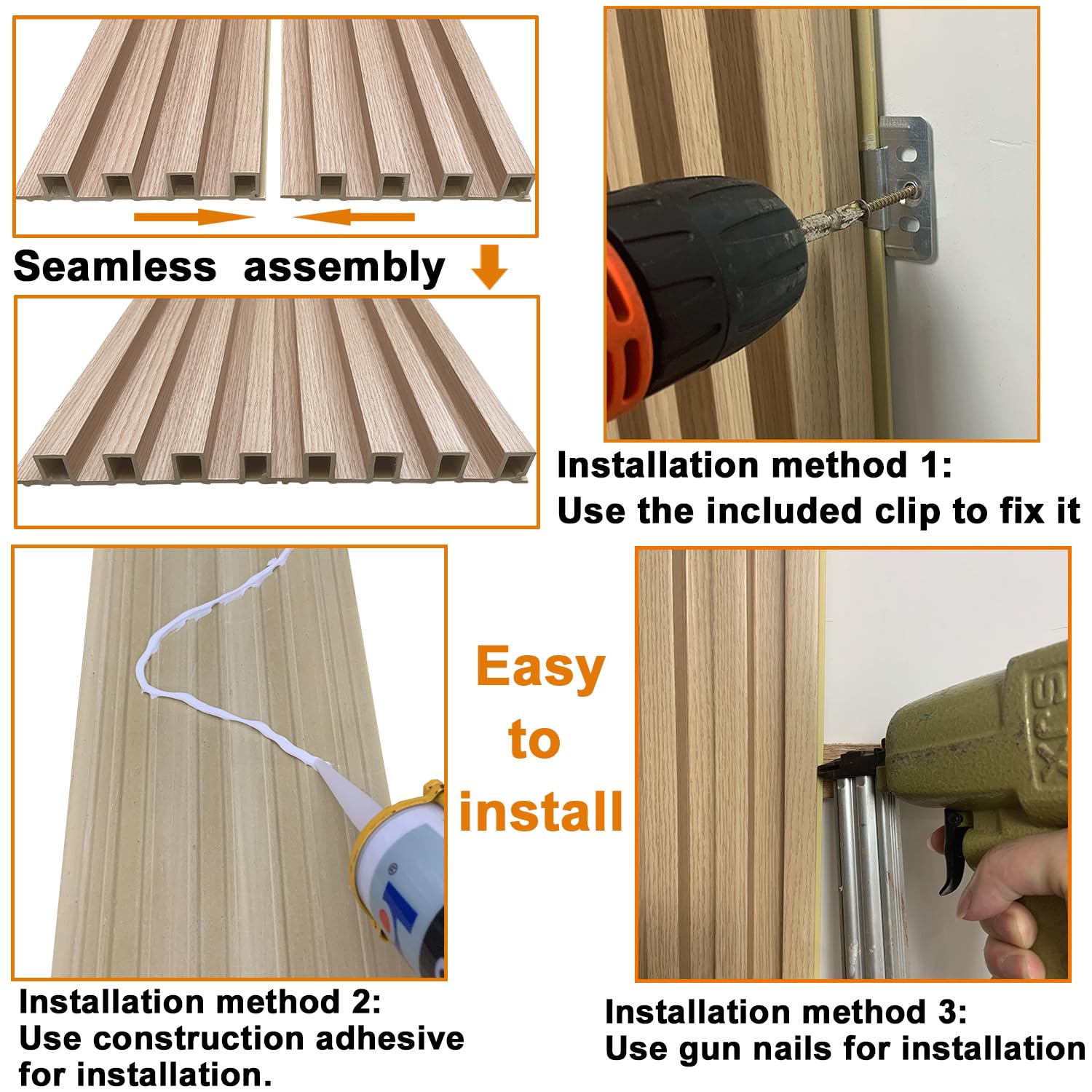 YLL YLL 6-Pack Slat Wall Panel With 2 Trims Wood Grain Slat Wall 96" X ...