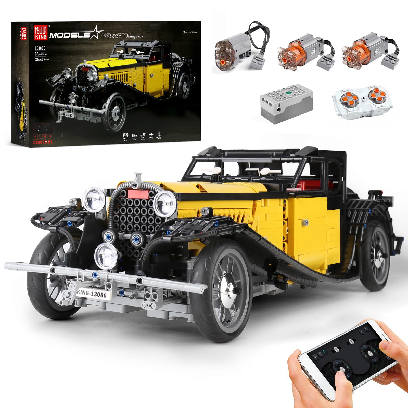Mould King Vintage Car Technique Building Block Kits, Retro Sports Car ...