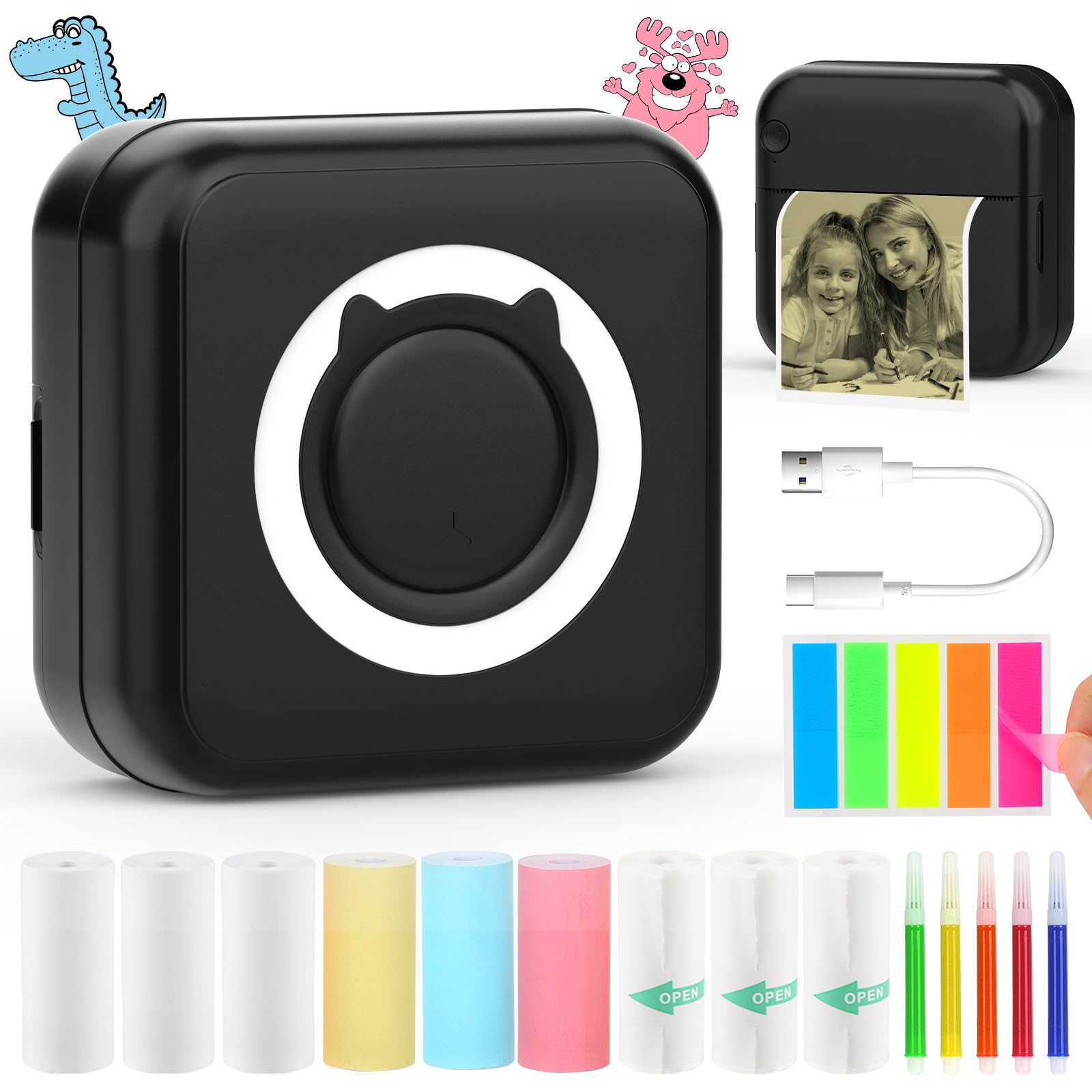 HuiJuKeJi Inkless Sticker Printer for iOS&Android Print Pod Mini ...