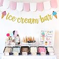 Gold Glitter Ice Cream Sundae Bar Decorations Kit - Banner, Table Sign ...