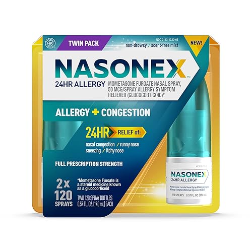 Nasonex 24HR Allergy Nasal Spray, Allergy + Congestion, Non-Drowsy ...