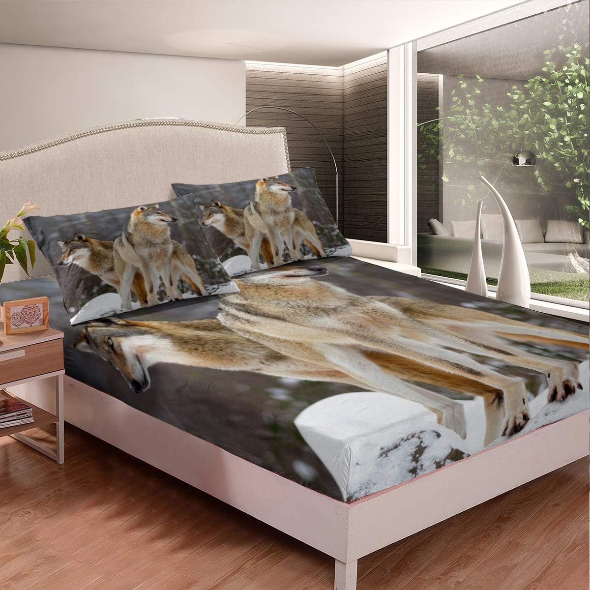 Wolf Bed Sheets Safari Wild Animal Decor Bed Sheet Set for Kids Boys ...