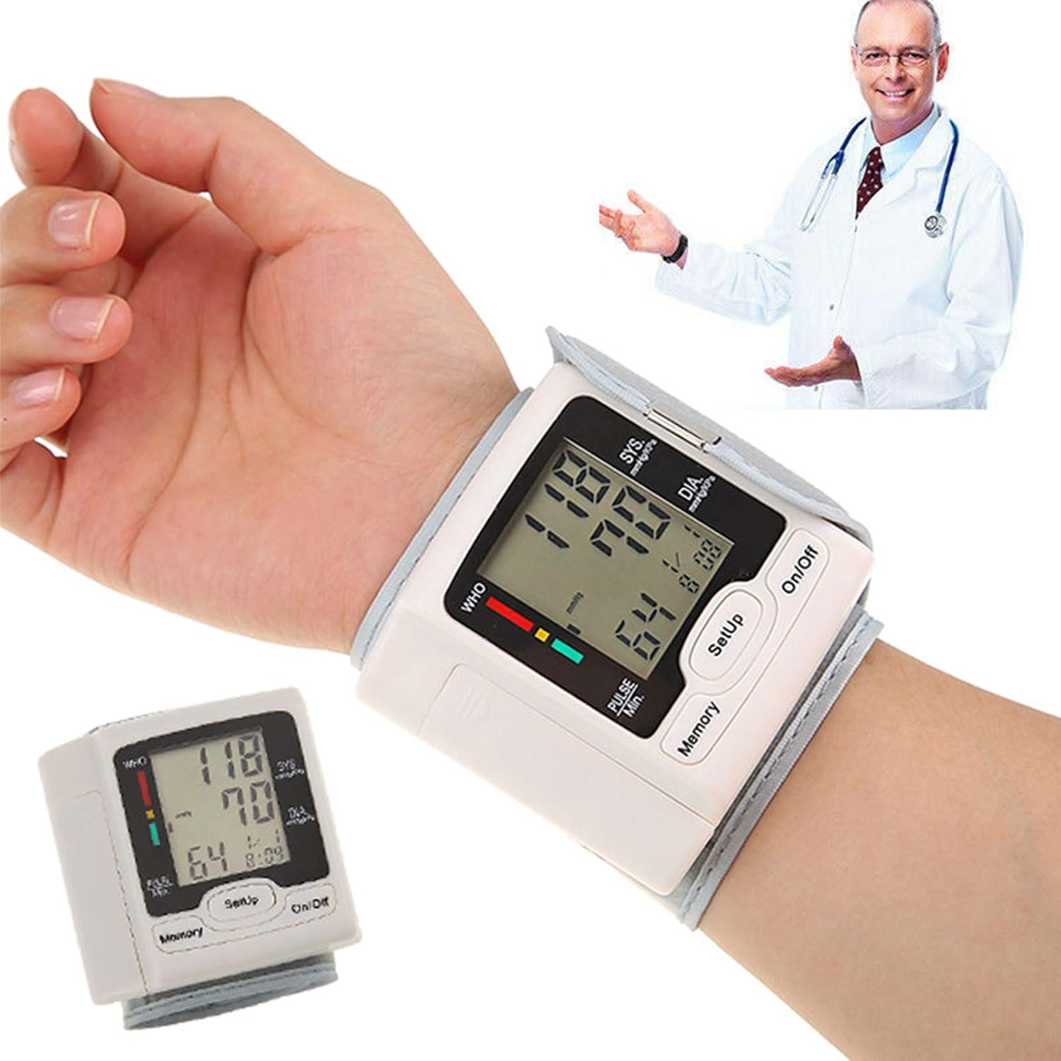 Blood Pressure Monitor Wrist Cuff Digital BP Monitor With Wristband