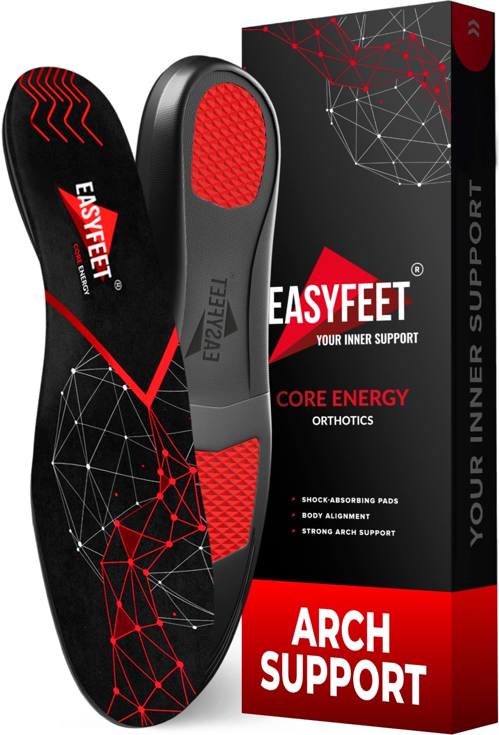 Anti-Fatigue Plantar Fasciitis Shoe Insoles - High Arch Support Insoles ...